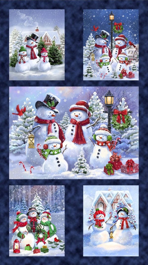 Snowman Holiday Picture Patch Block Panel - Pili Pala Fabrics